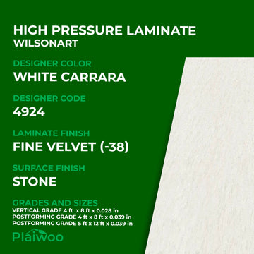 Wilsonart White Carrara 4924 Fine Velvet Finish (-38) High Pressure ...