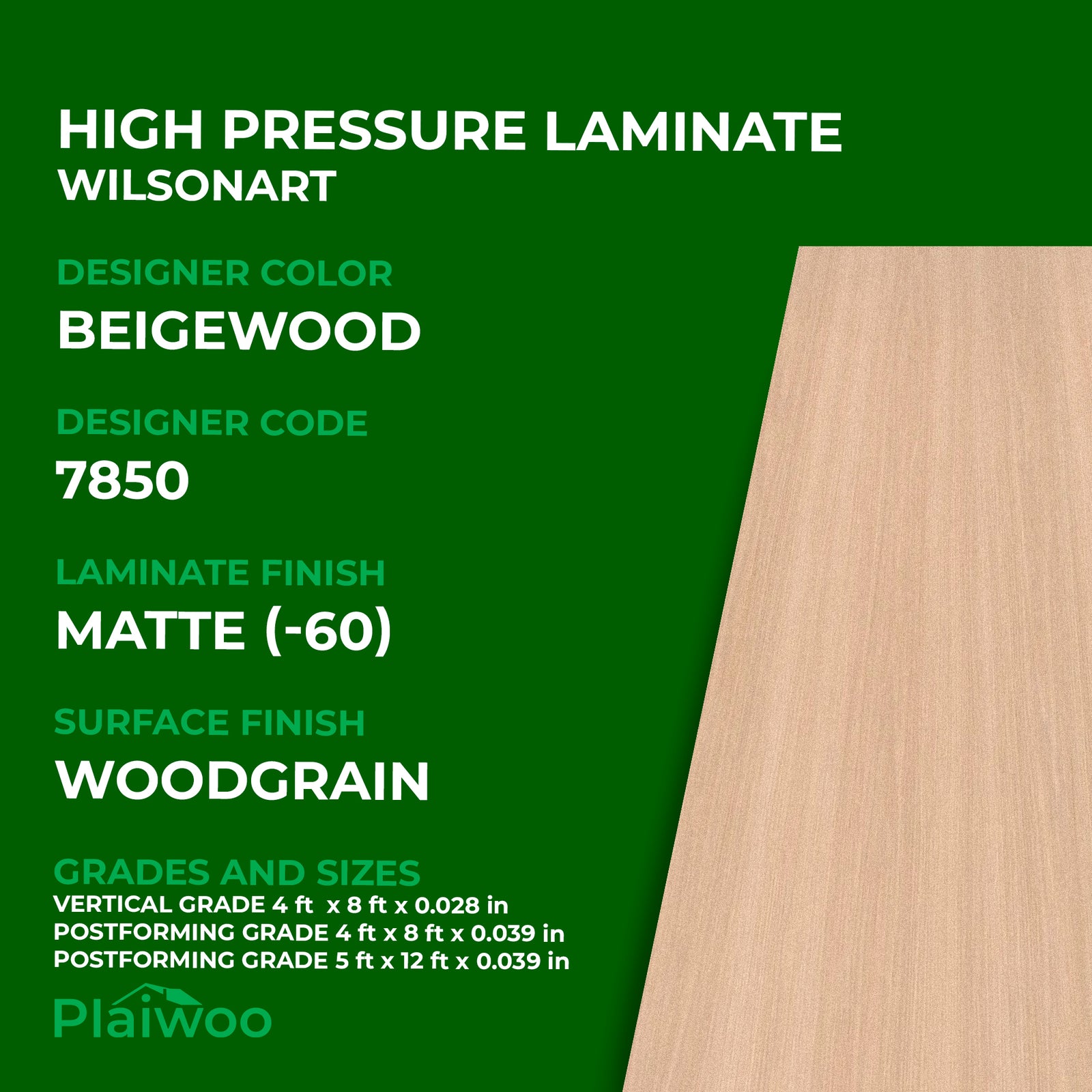 Wilsonart Beigewood 7850 Matte Finish (-60) High Pressure Laminate ...