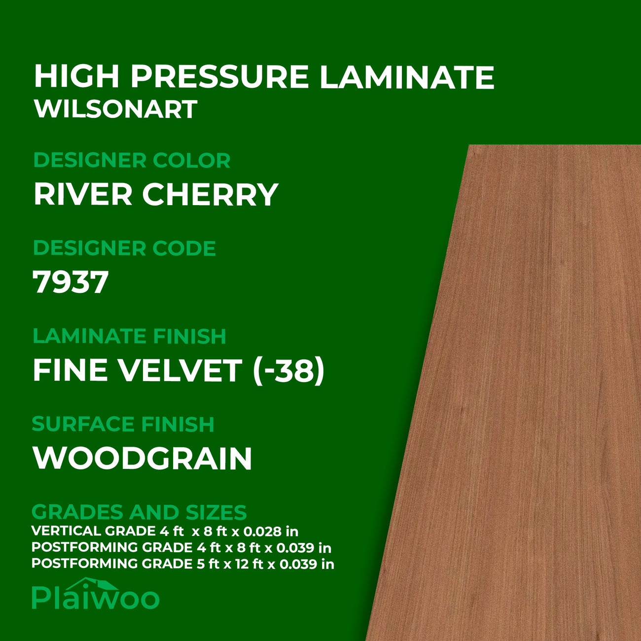 Wilsonart River Cherry 7937 Fine Velvet Finish (-38) High Pressure ...