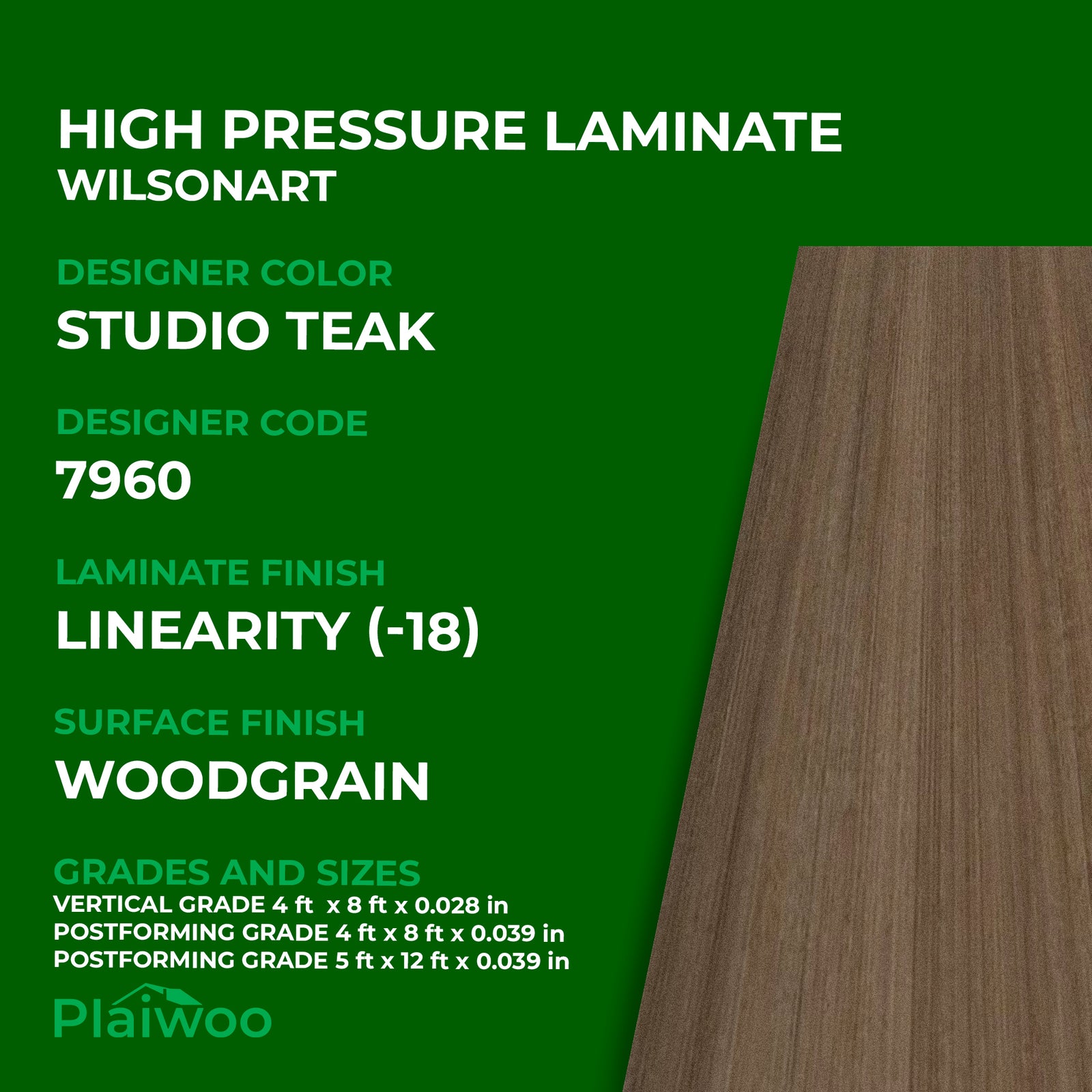 Wilsonart Studio Teak 7960 Linearity Finish (-18) High Pressure ...