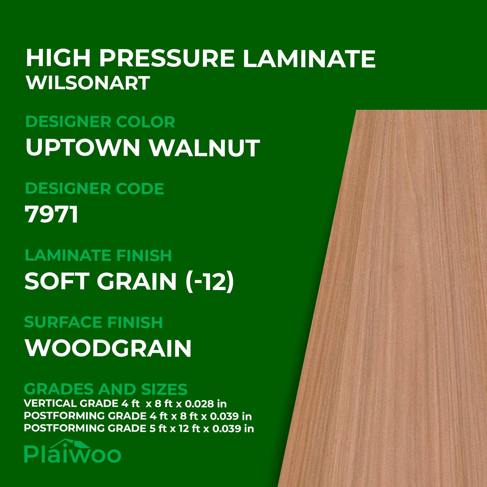 Wilsonart Uptown Walnut 7971 Soft Grain Finish (-12) High Pressure ...