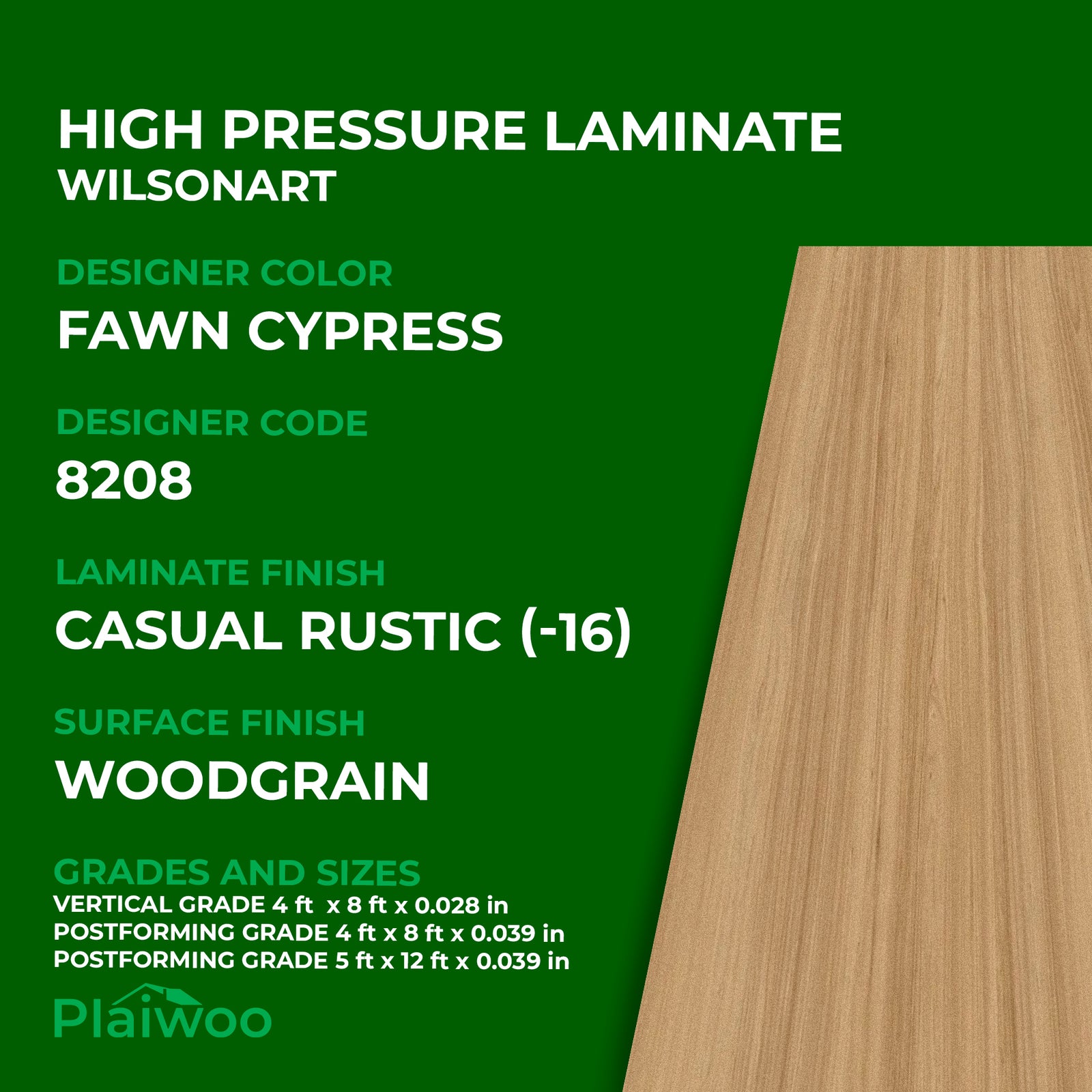 Wilsonart Fawn Cypress 8208 Casual Rustic Finish (-16) High Pressure ...