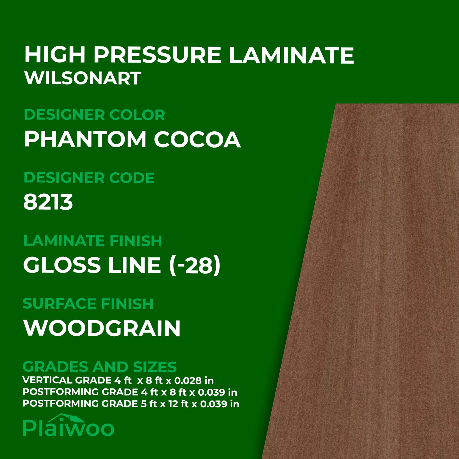 Wilsonart Phantom Cocoa 8213 Gloss Line Finish (-28) High Pressure ...