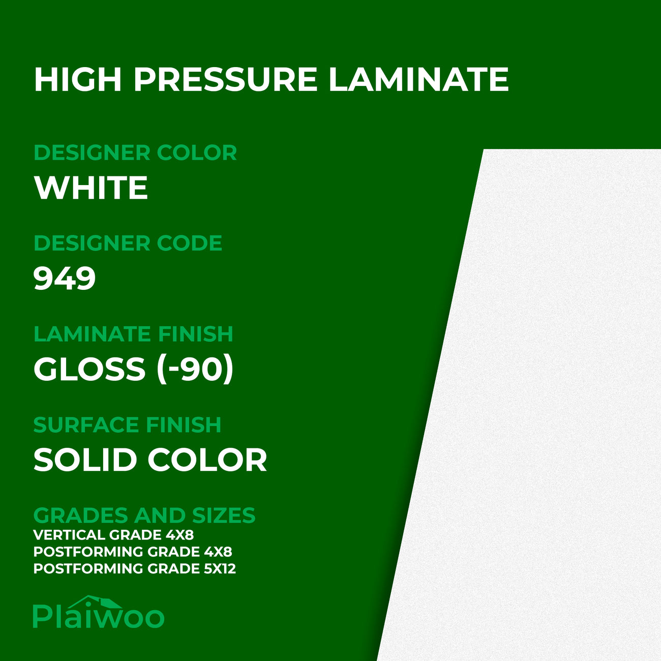 Formica White 949 Gloss Finish (-90) High Pressure Laminate Sheet (HPL ...