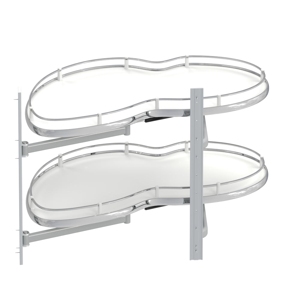 Starax Solid Bottom Half Moon Shelf Set - Chrome (33 1/2 in x 19 1/4 in ...